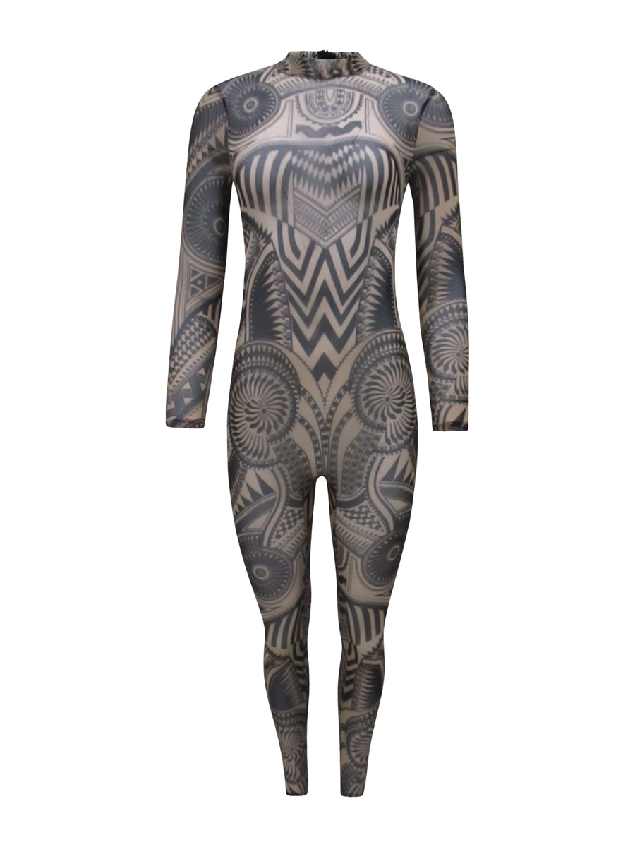 Sheer Mesh Long Sleeve Full Bodysuit – Collab Boutique